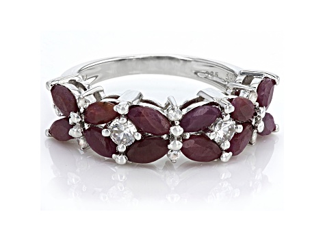 Red Indian Ruby Rhodium Over Sterling Silver Ring 2.40ctw - CTB257A | JTV
