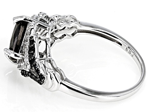 Golden Sheen Sapphire Rhodium Over Sterling Silver Ring 3.03ctw ...