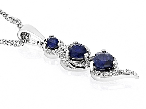 Blue Mahaleo® Sapphire Rhodium Over Sterling Silver Pendant With Chain ...