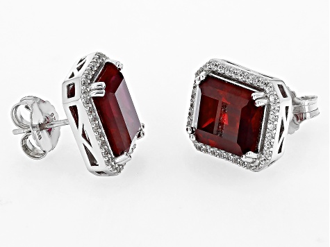 Red Lab Created Ruby Rhodium Over Sterling Silver Earrings 9.52ctw - CTB267 | JTV