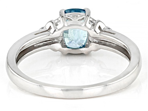 Blue Zircon Rhodium Over Sterling Silver Ring 1.17ctw - CTB552 | JTV