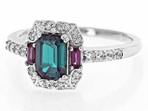 Blue Lab Alexandrite Rhodium Over Silver Ring 1.34ctw - CTB571 | JTV