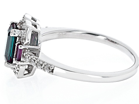Blue Lab Alexandrite Rhodium Over Silver Ring 1.34ctw - CTB571 | JTV