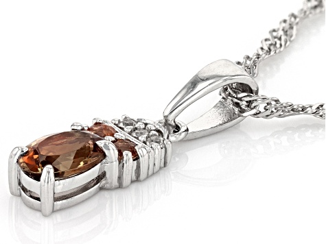Brown Andalusite Rhodium Over Silver Pendant With Chain 0.73ctw ...