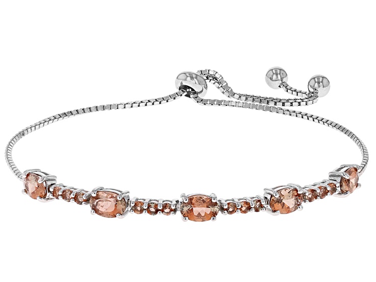 Brown Andalusite Rhodium Over Sterling Silver Bolo Bracelet 2.24ctw ...