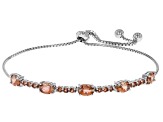 Brown Andalusite Rhodium Over Sterling Silver Bolo Bracelet 2.24ctw ...