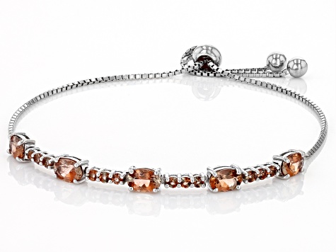 Brown Andalusite Rhodium Over Sterling Silver Bolo Bracelet 2.24ctw ...