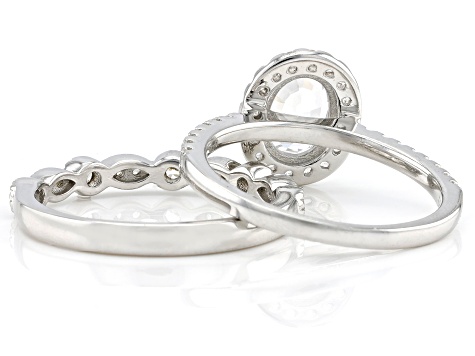 White Zircon Rhodium Over Sterling Silver Ring Set 2.22ctw - CTB603 | JTV