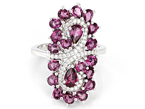 Raspberry Rhodolite Rhodium Over Silver Ring 3.99ctw - CTB712 | JTV