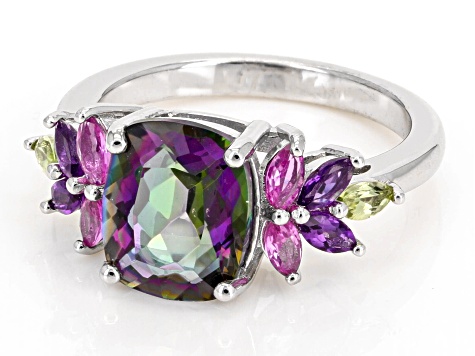 Multi-Color Quartz Rhodium Over Sterling Silver Ring 2.89ctw - CTB714 | JTV