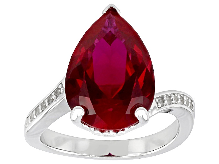 Red Lab Created Ruby Rhodium Over Sterling Silver Ring 7.14ctw - CTB769 | JTV