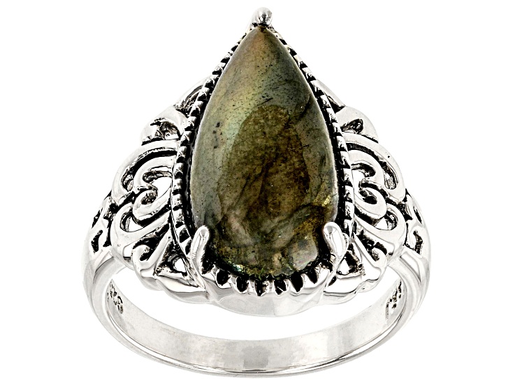 Gray Labradorite Sterling Silver Solitaire Ring - CTB780 | JTV