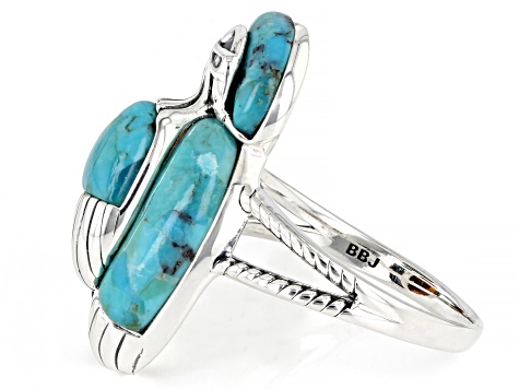 Blue Composite Turquoise Sterling Silver Bird Ring - CTB831 | JTV