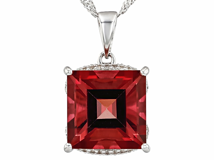 Red Labradorite Rhodium Over Sterling Silver Pendant With Chain 5.23ctw ...