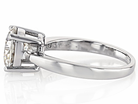 White Strontium Titanate Rhodium Over Sterling Silver Solitaire Ring 3.67ct - CTD100 | JTV