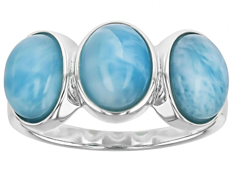 Blue Larimar Sterling Silver 3-Stone Ring - CTD204 | JTV