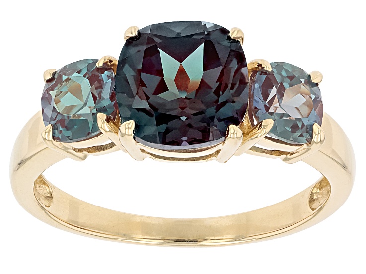 Blue Lab Created Alexandrite 10k Yellow Gold Ring 3.74ctw - DEB020 | JTV