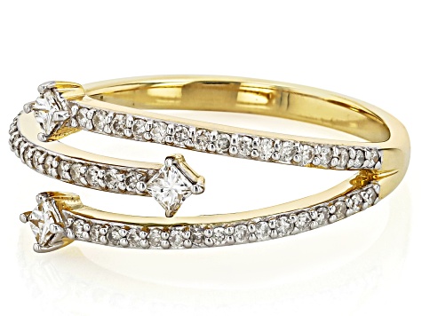 White Diamond 10k Yellow Gold Bypass Ring 0.33ctw - DGB093 | JTV