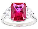 Lab Created Ruby And White Cubic Zirconia Rhodium Over Sterling Silver Ring 2.22ctw - DOB833A | JTV