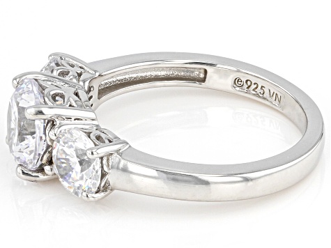 White Cubic Zirconia Platinum Over Sterling Silver Ring 3.15ctw ...