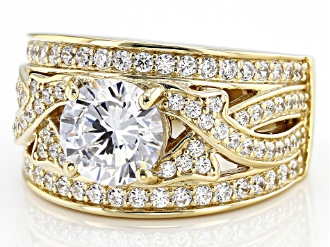 White Cubic Zirconia 18k Yellow Gold Over Sterling Silver Ring 3.11ctw - DOB898B | JTV
