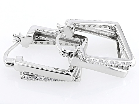 White Cubic Zirconia Rhodium Over Sterling Silver Square Hoops 0.87ctw - DOB970 | JTV