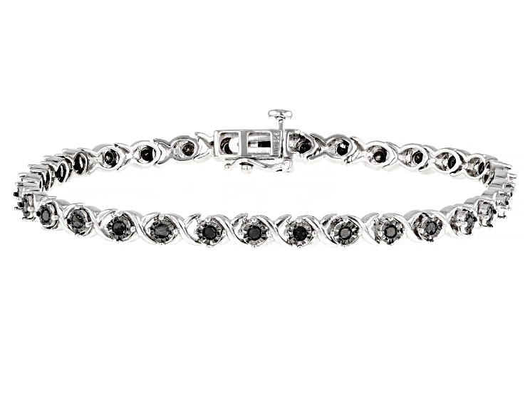 Black Diamond Rhodium Over Sterling Silver Tennis Bracelet 0.90ctw ...