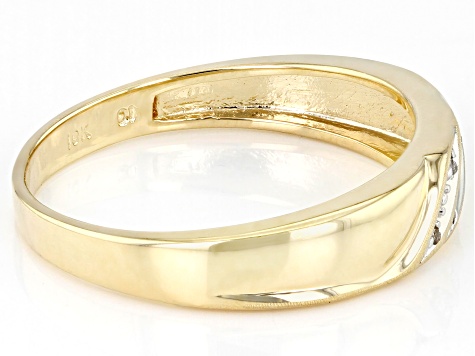 White Diamond Accent 10k Yellow Gold Mens Band Ring - DOE053 | JTV