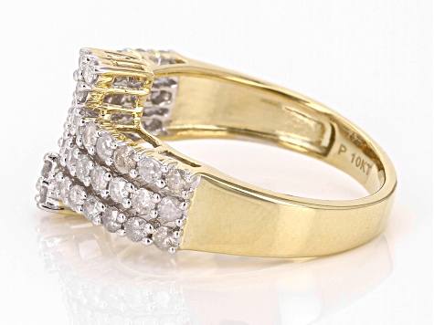 White Diamond 10k Yellow Gold Bypass Ring 1.00ctw - DOE298 | JTV