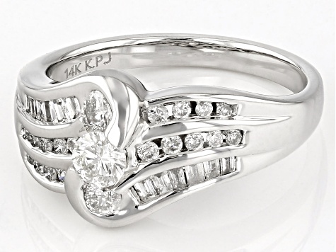 White Diamond 14k White Gold 3-Stone Ring 0.75ctw - DOE306 | JTV
