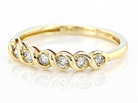 White Diamond 10k Yellow Gold Band Ring 0.25ctw - DOE346B | JTV