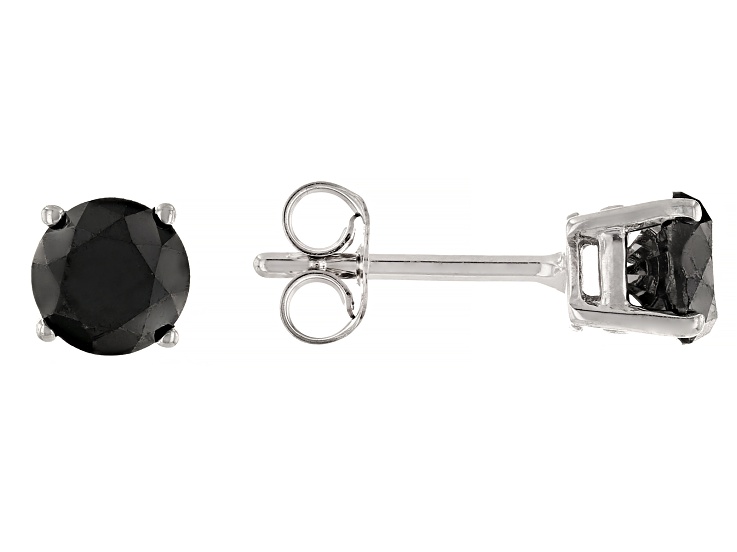 Black Diamond 10k White Gold Solitaire Stud Earrings 1.00ctw - DOE359 | JTV