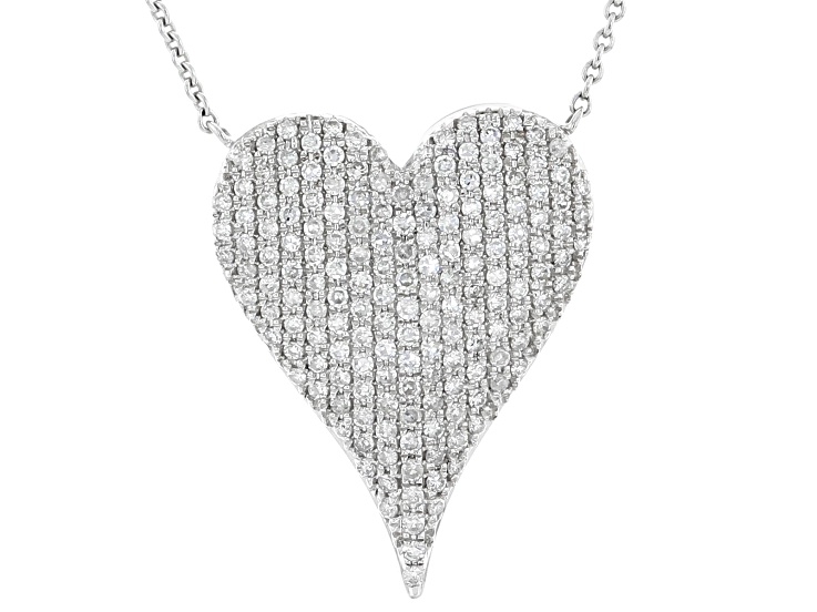 White Diamond 14k White Gold Heart Necklace 0.50ctw - DOE582 | JTV