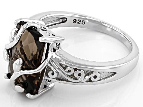 Brown Smoky Quartz Rhodium Over Sterling Silver Ring 3.24ct DOH290 JTV