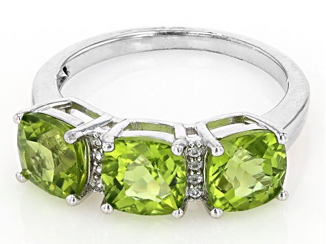 Green Peridot Platinum Over Sterling Silver Ring 2.25ctw - DOK2138 | JTV