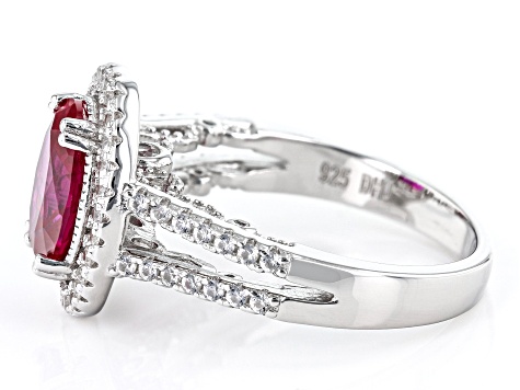 Red Lab Created Ruby Rhodium Over Sterling Silver Ring 3.74ctw ...