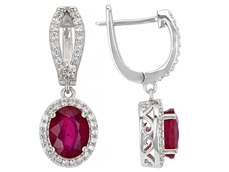 Red Mahaleo(R) Ruby Rhodium Over Sterling Silver Earrings 5.25ctw ...