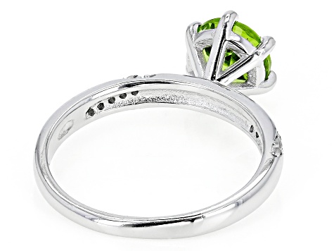 Green Peridot Rhodium Over Sterling Silver Ring 1.28ctw - DOK2873 | JTV