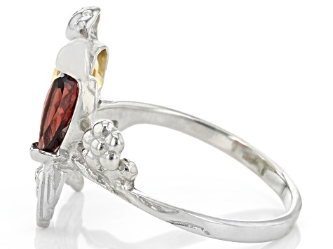 Yellow Citrine Rhodium Over Sterling Silver "Love Birds" Ring 0.90ctw ...