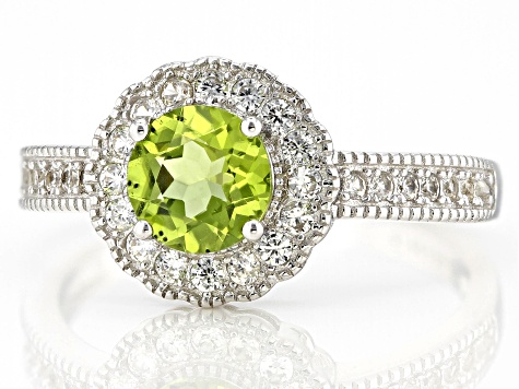 Green Peridot Rhodium Over Sterling Silver Ring 1.19ctw - DOK2976 | JTV