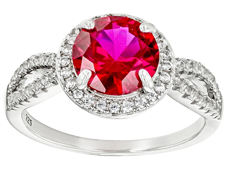 Red Lab Created Ruby Rhodium Over Sterling Silver Ring 2.63ctw ...