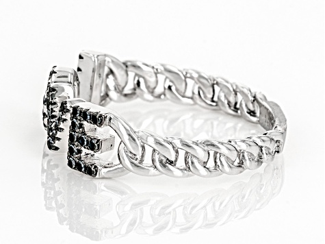 Black Spinel Rhodium Over Sterling Silver Love Ring 0.23ctw DOK3027 JTV