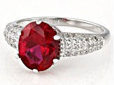 Red Lab Created Ruby Rhodium Over Sterling Silver Ring 3.35ctw - DOK3216 | JTV