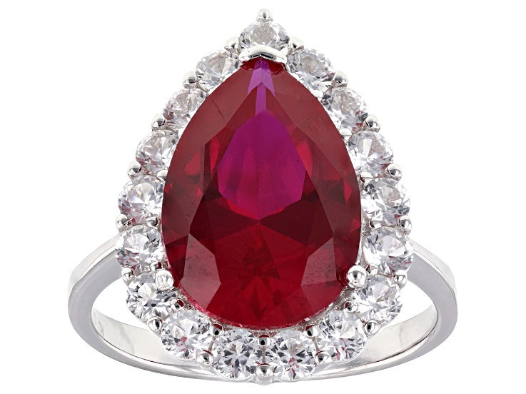 Red Lab Created Ruby Rhodium Over Sterling Silver Ring 7.53ctw ...