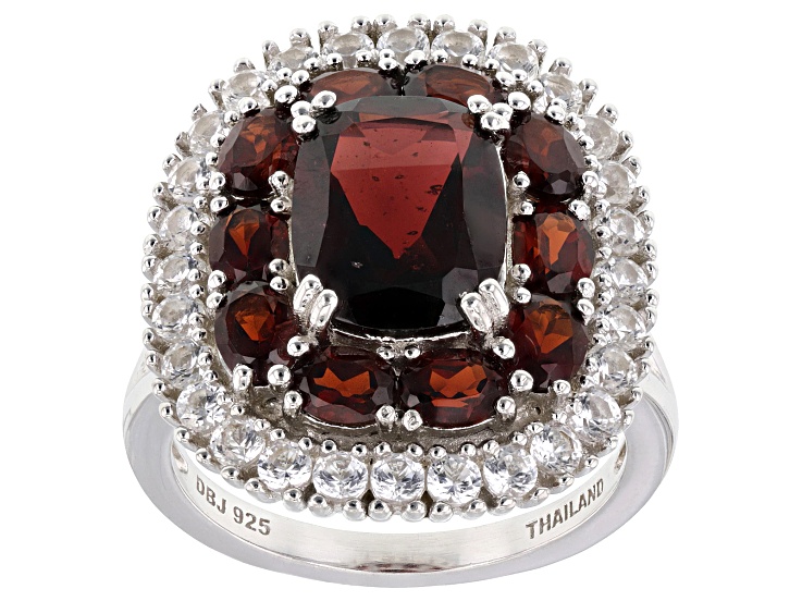 Red Garnet Rhodium Over Sterling Silver Ring 6.97ctw - DOK3414 | JTV