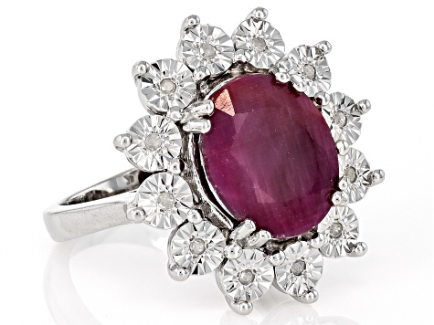 Red Indian Ruby Rhodium Over Sterling Silver Ring 5.57ctw - DOK3427 | JTV