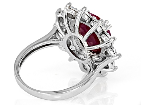 Red Indian Ruby Rhodium Over Sterling Silver Ring 5.57ctw - DOK3427 | JTV