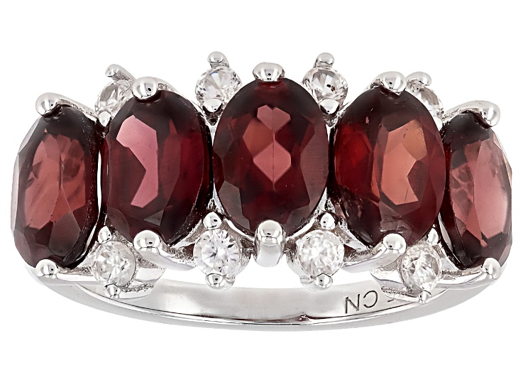 Red Zircon Rhodium Over Sterling Silver Ring 5.15ctw - DOK3476 | JTV
