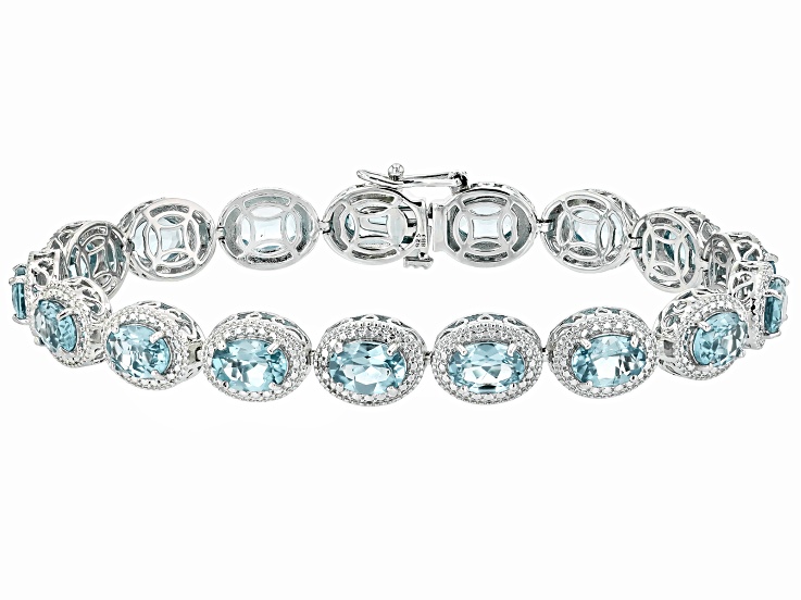 Sky Blue Topaz Rhodium Over Sterling Silver Bracelet 16.28ctw - DOK640J ...