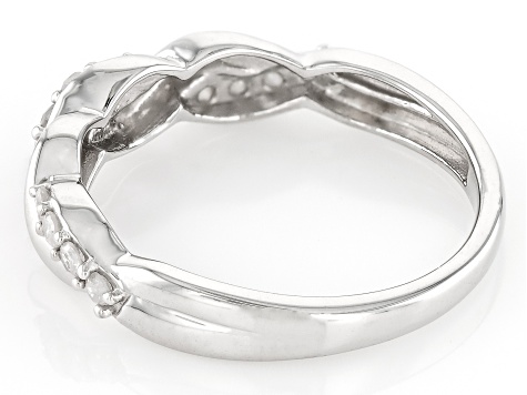 White Diamond Rhodium Over Sterling Silver Crossover Band Ring 0.25ctw ...